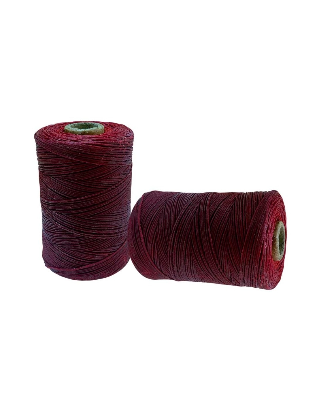 Waxed thread for sewing leather. Burgundy red.
